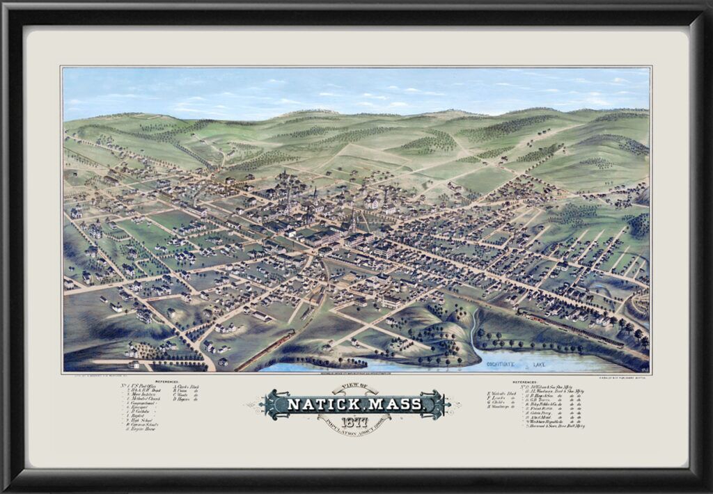 Natick MA 1877 Restored Map | Vintage City Maps