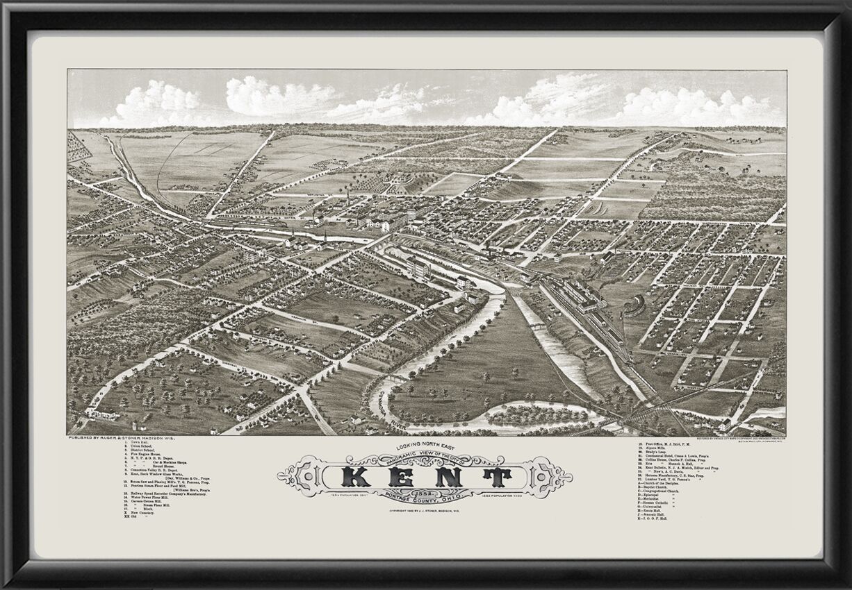 Kent OH 1882 | Vintage City Maps - Restored City Bird's Eye Views
