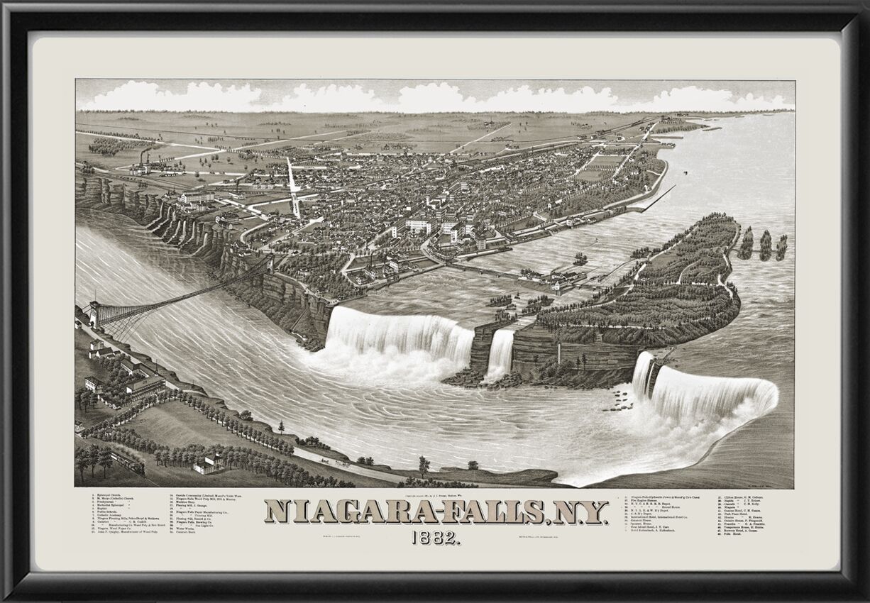 Niagara Falls 1882 Restored Map | Vintage City Maps