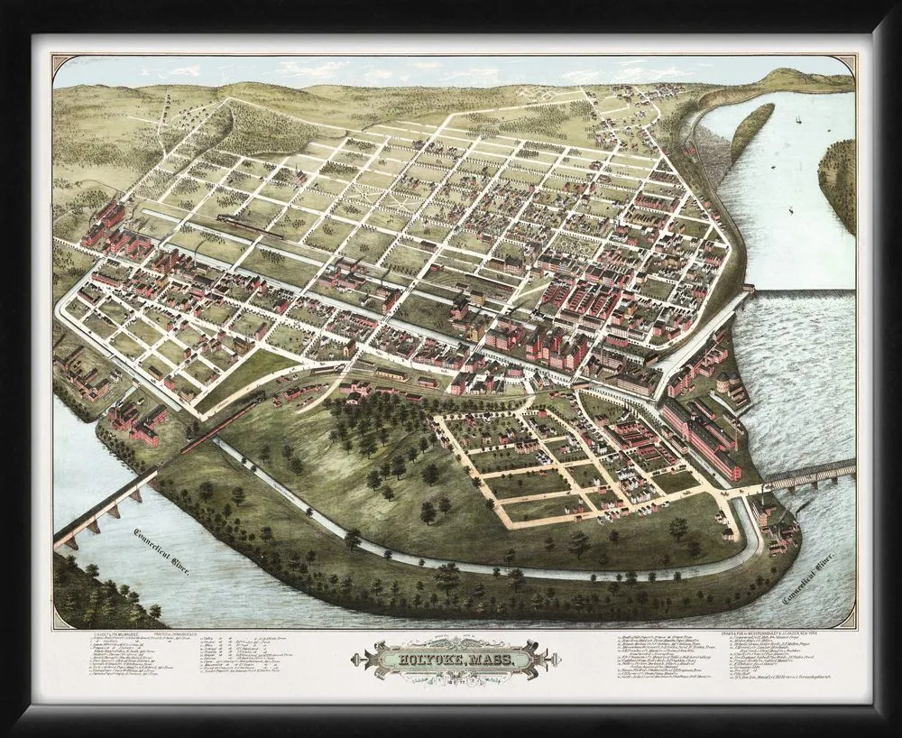 Holyoke MA 1877 Restored Map | Vintage City Maps