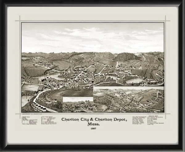 Charlton MA 1887 | Vintage City Maps - Restored Bird's Eye Views