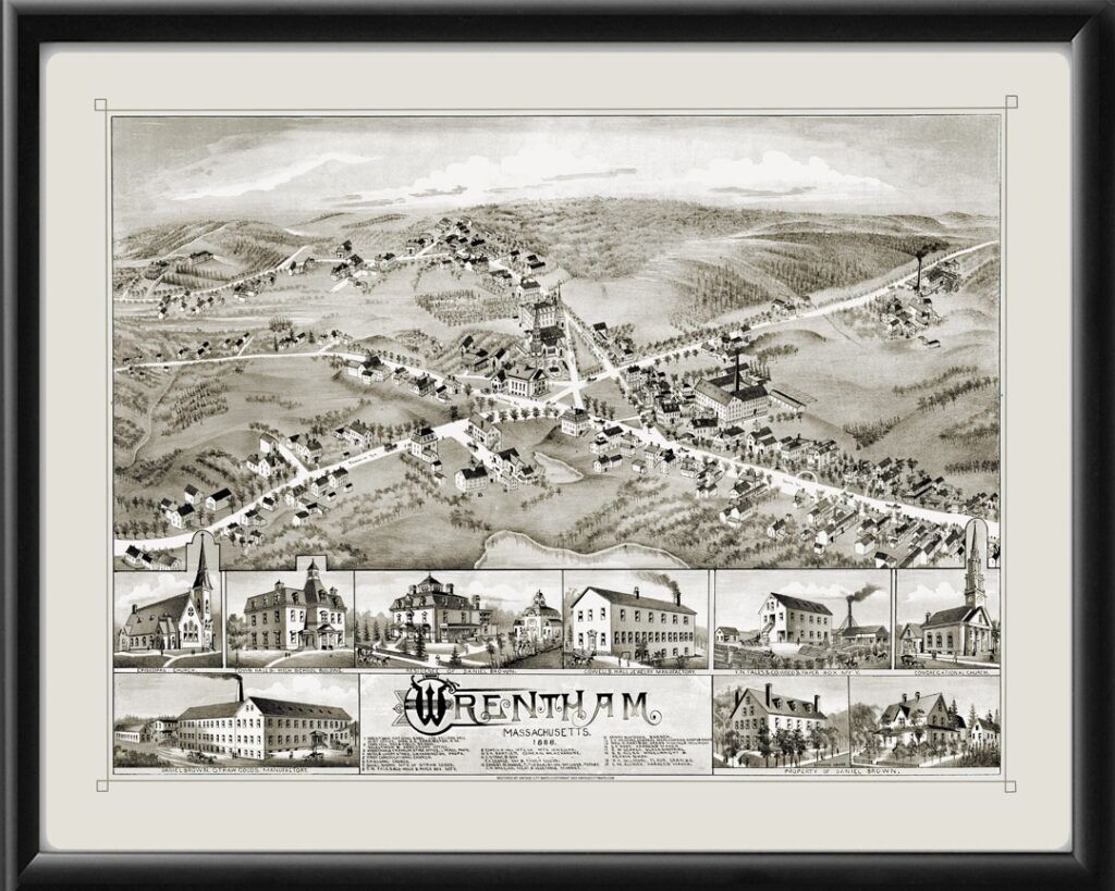 Wrentham MA 1888 Restored Map | Vintage City Maps