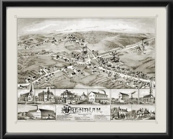 Wrentham MA 1888 Restored Map | Vintage City Maps