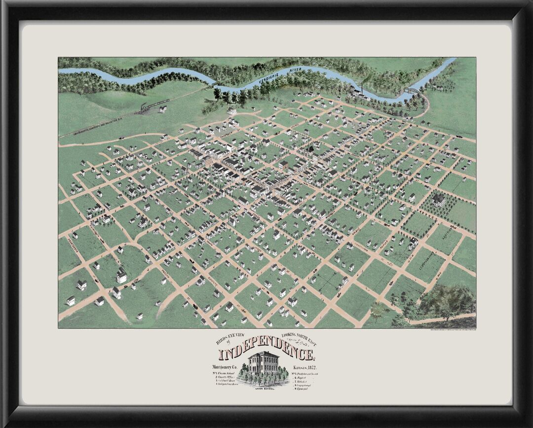 Independence KS 1872 Restored Map | Vintage City Maps