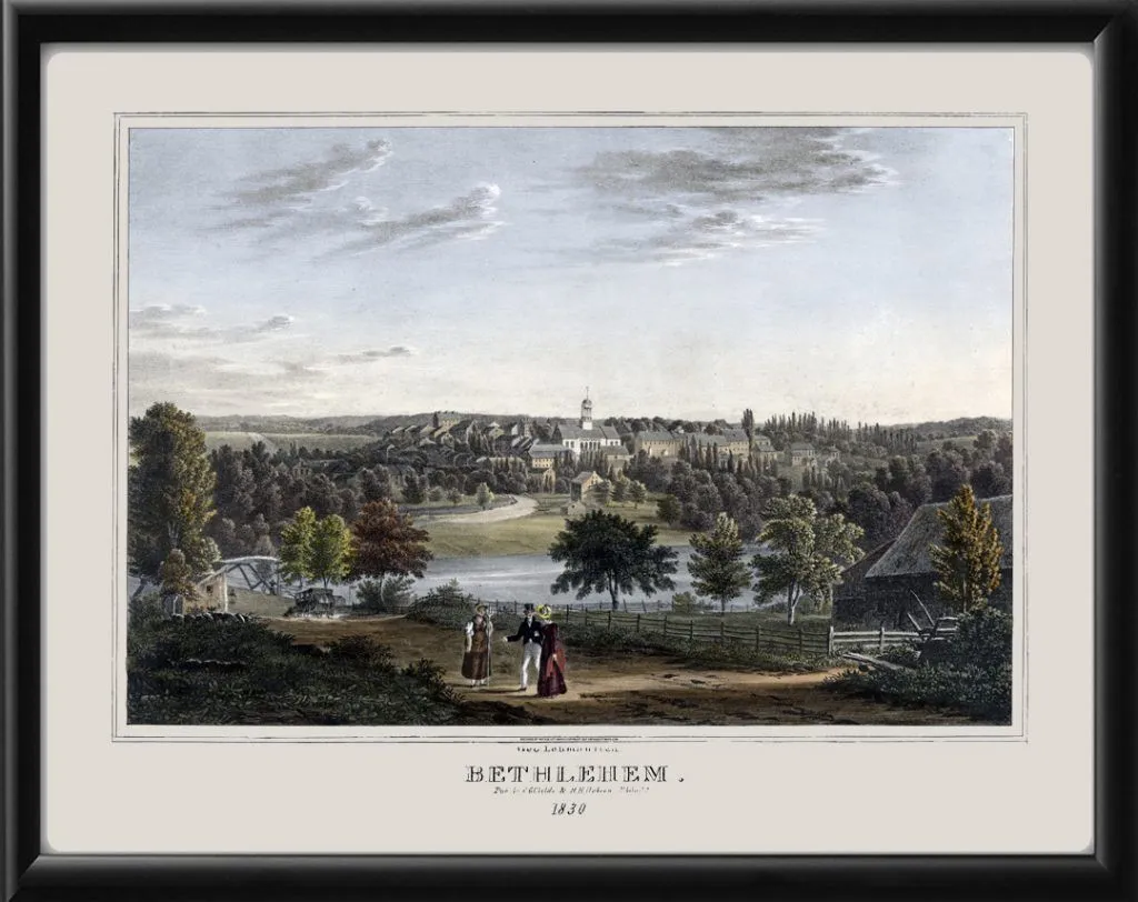 Bethlehem PA 1830 Restored Map | Vintage City Maps