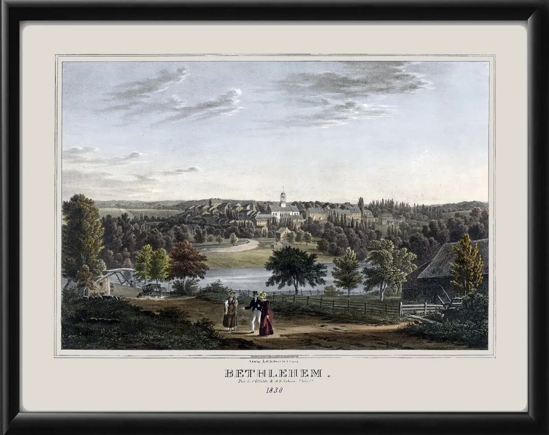Bethlehem PA 1830 Restored Map | Vintage City Maps
