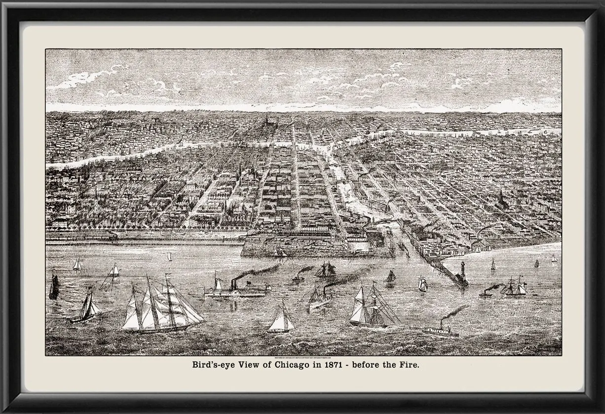 Chicago IL 1871 Restored Map | Vintage City Maps