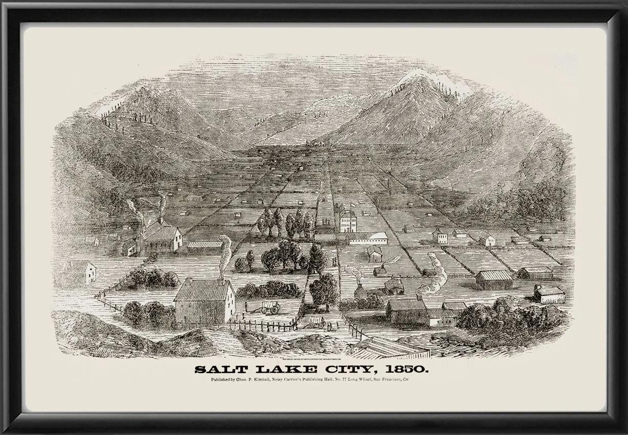 Salt Lake City UT 1850 Restored Map | Vintage City Maps