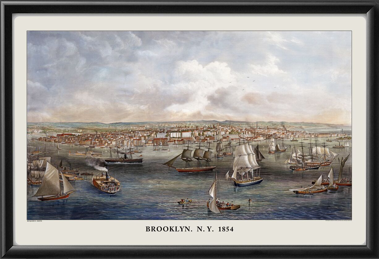 Brooklyn NY 1854 Restored Map | Vintage City Maps