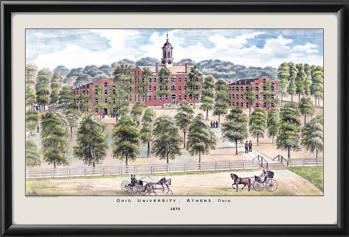 Ohio University Athens 1875 (Color) - Vintage City Maps