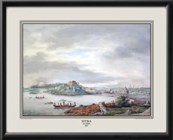 Sitka (New Archangel) Alaska 1868 - Restored Bird's Eye View | Vintage ...