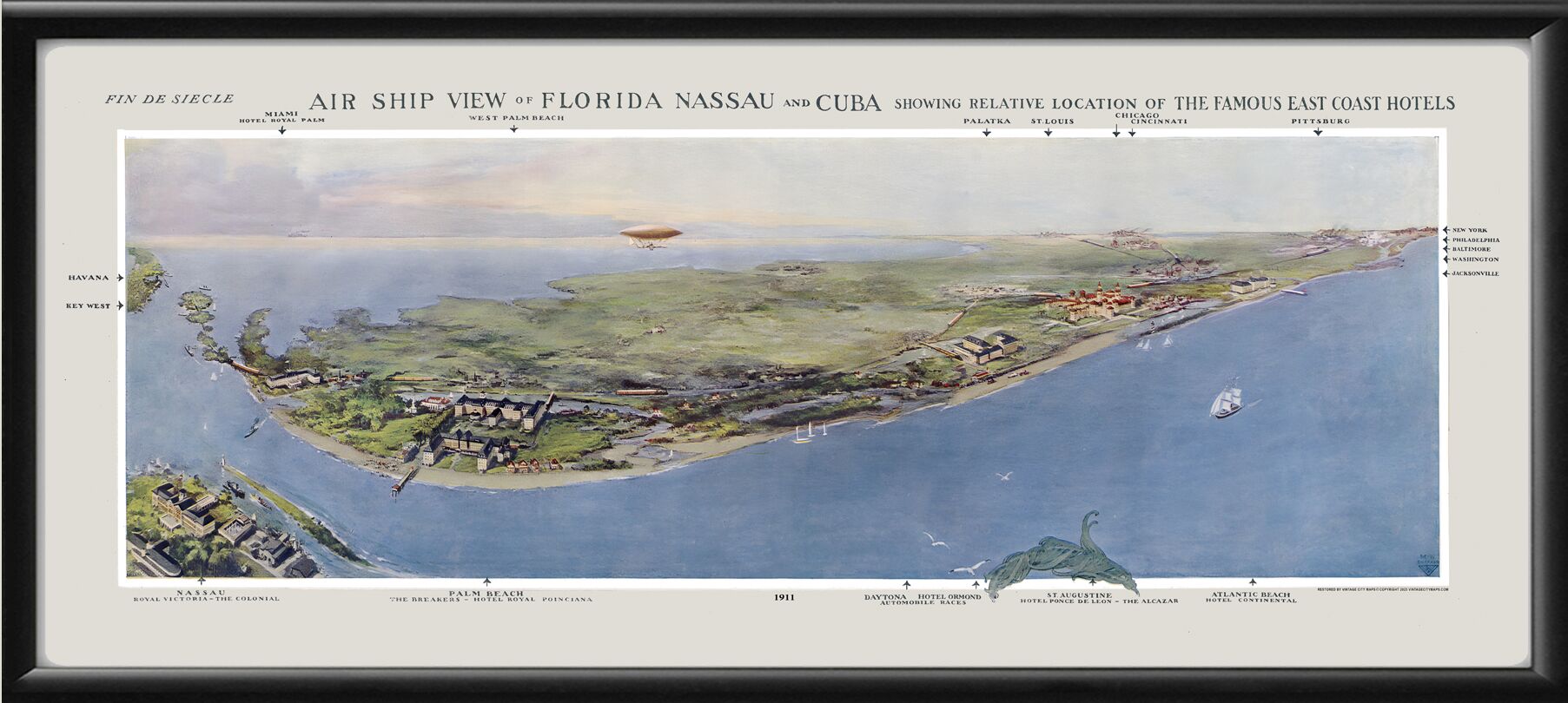 Florida, Nassau and Cuba 1911 - Vintage City Maps