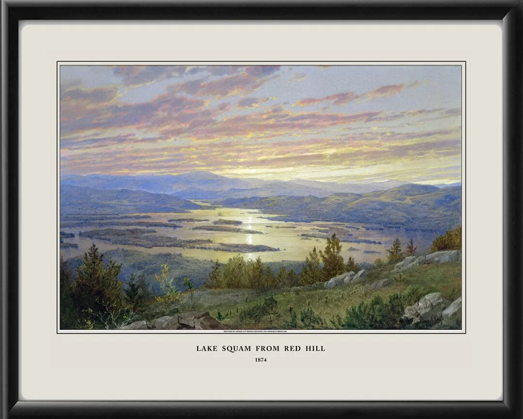 Squam Lake From Red Hill NH 1874 - Vintage City Maps