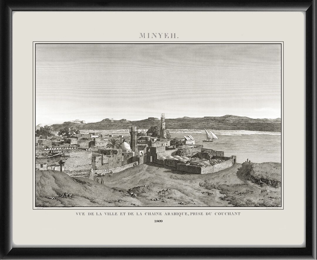 Minya, Egypt 1809 - Restored Bird's Eye View | Vintage City Maps