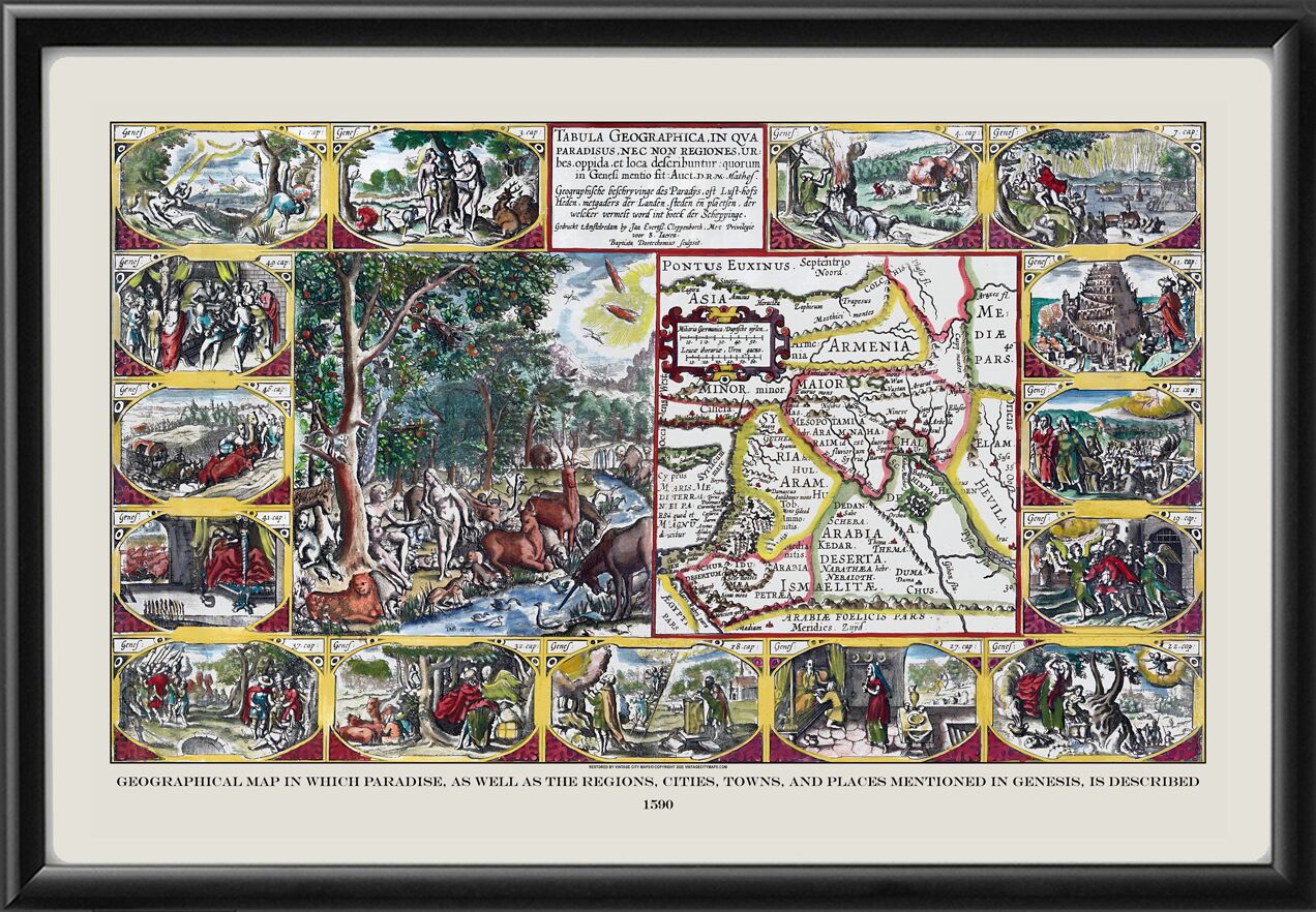 Holy Land 1590 - Genesis Restored Map | Vintage City Maps