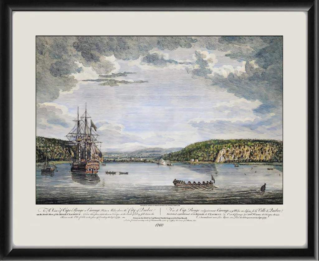 Gaspe Bay, Quebec, Canada 1760 - Restored Bird's Eye View