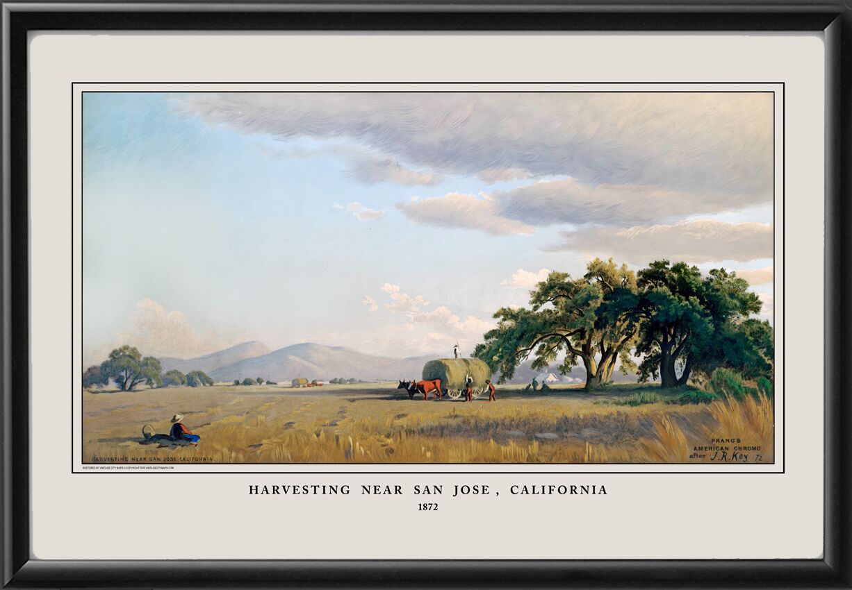 San Jose CA 1872 - Harvesting Near San Jose - Restored View | Vintage ...