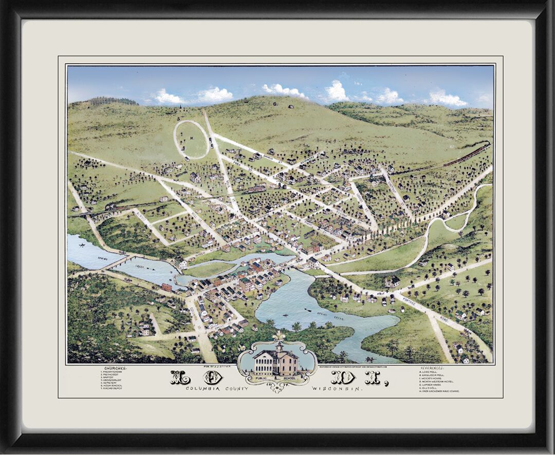 Lodi WI 1874 (Color) Restored Map | Vintage City Maps