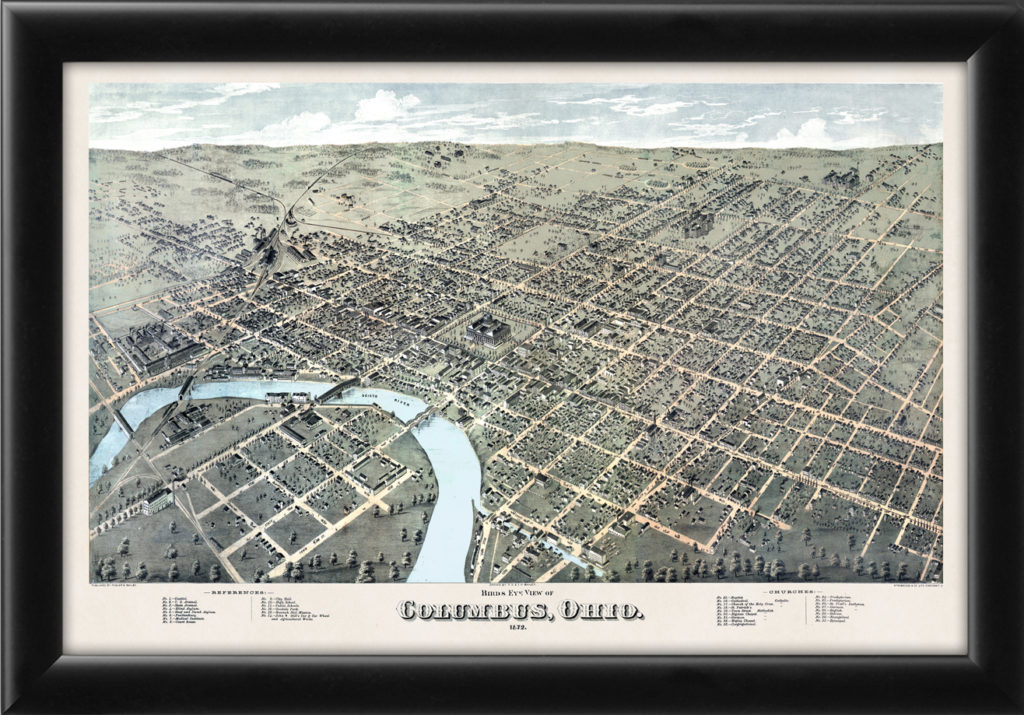 Columbus OH 1872 - Vintage City Maps, Restored City Maps